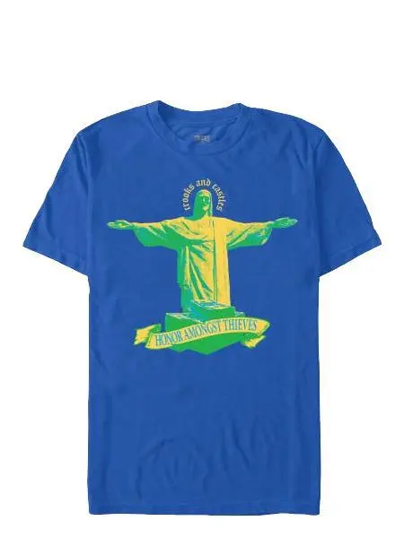 CROOKS & CASTLES Honor Amongst Thieves Green Print Graphic T-shirt - Royal Blue