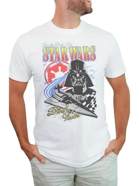 STAR WARS Darth Vader Join The Dark Side Retro Poster Graphic T-shirt - White