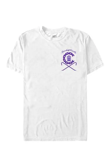CROOKS & CASTLES Ancient Tower Purple Badge Graphic T-shirt - White