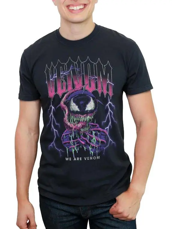 MARVEL: VENOM Marvel Venom We Are Venom Lightning Graphic T-shirt - Black