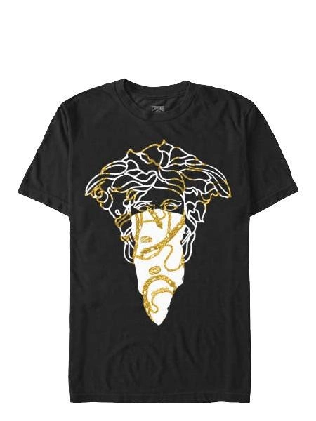 CROOKS & CASTLES Medusa Gold Chain Bandana Short Sleeve Graphic T-shirt - Black