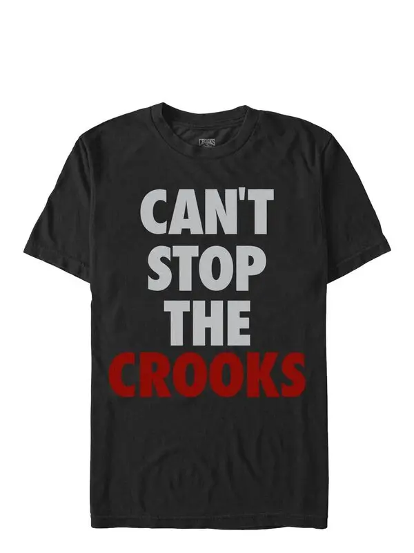 CROOKS & CASTLES Can't Stop The Crooks Quote Graphic T-shirt - Black