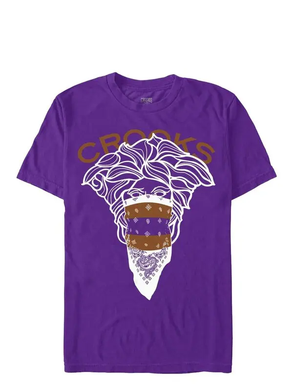 CROOKS & CASTLES Medusa Negative Photo Effect Graphic T-shirt - Purple
