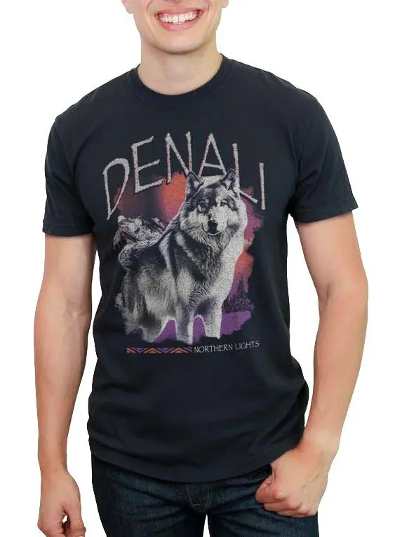 LOST GODS Denali Wolf Graphic T-shirt - Black