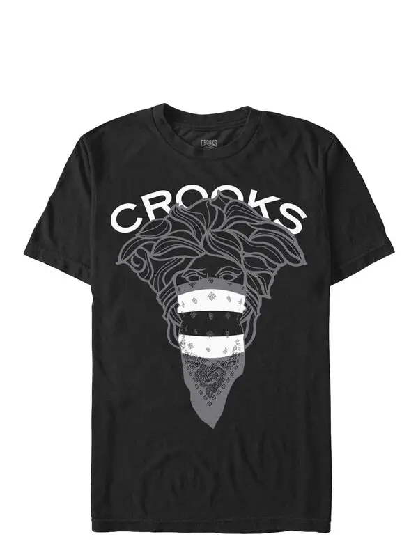 CROOKS & CASTLES Medusa And White Effect Graphic T-shirt - Black