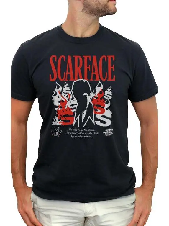 SCARFACE The World Will Remember Him Silhouette Graphic T-shirt - Black