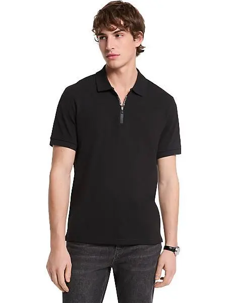 Michael Kors Cotton Zip-up Polo Shirt - Black