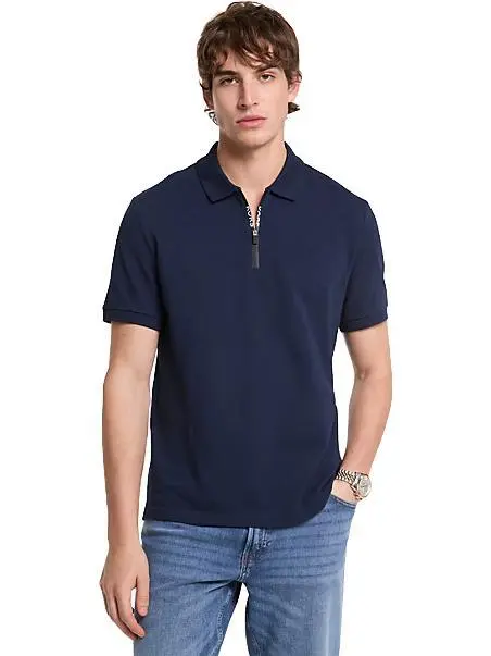 Michael Kors Cotton Zip-up Polo Shirt - Blue