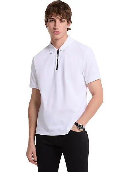 Michael Kors Cotton Zip-up Polo Shirt - White