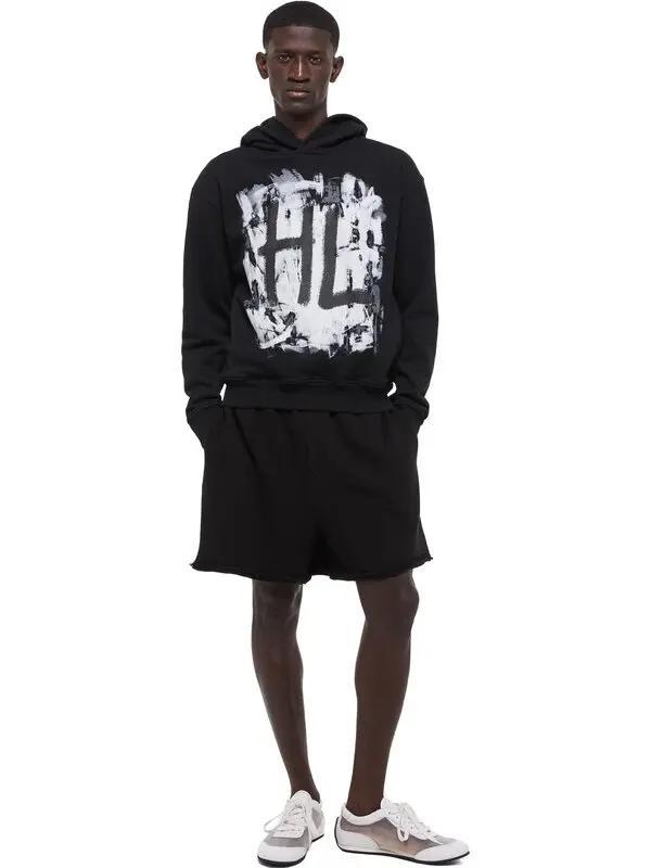Helmut Lang Black Scribble Logo Hoodie - Black/white