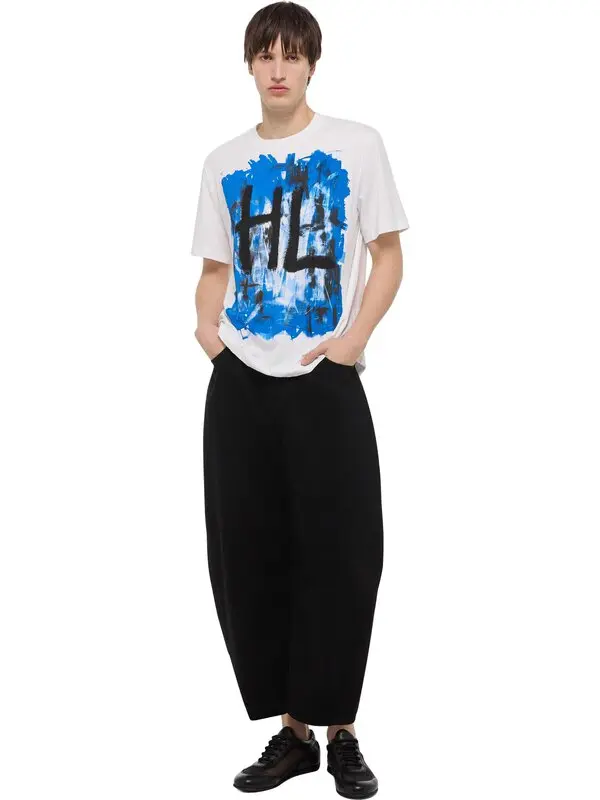 Helmut Lang Blue Scribble Logo Tee - White/blue