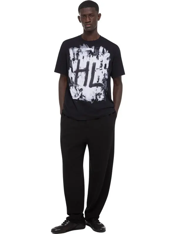 Helmut Lang Black Scribble Relaxed Tee - Black/white