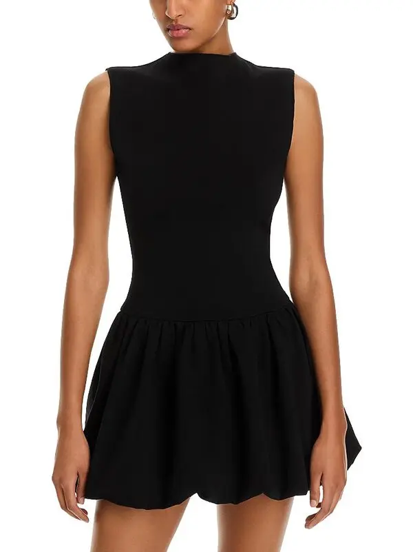 Aqua Ponte Bubble Mini Dress - Black