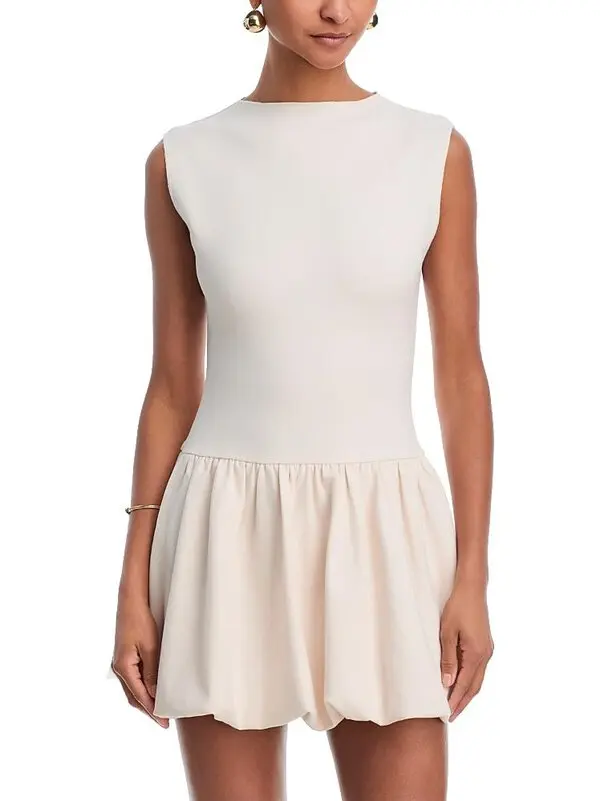Aqua Ponte Bubble Mini Dress - Ivory