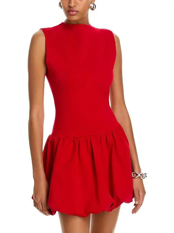 Aqua Ponte Bubble Mini Dress - Red