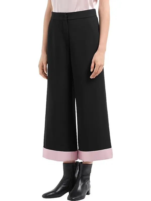 Emporio Armani Cropped Trousers With Cuffs - Black