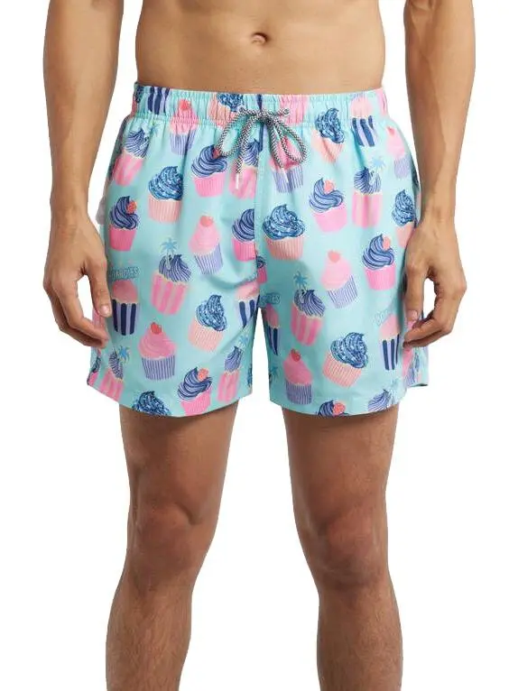 BOARDIES Celebrations Cupcake Print Swim Trunks - Blue