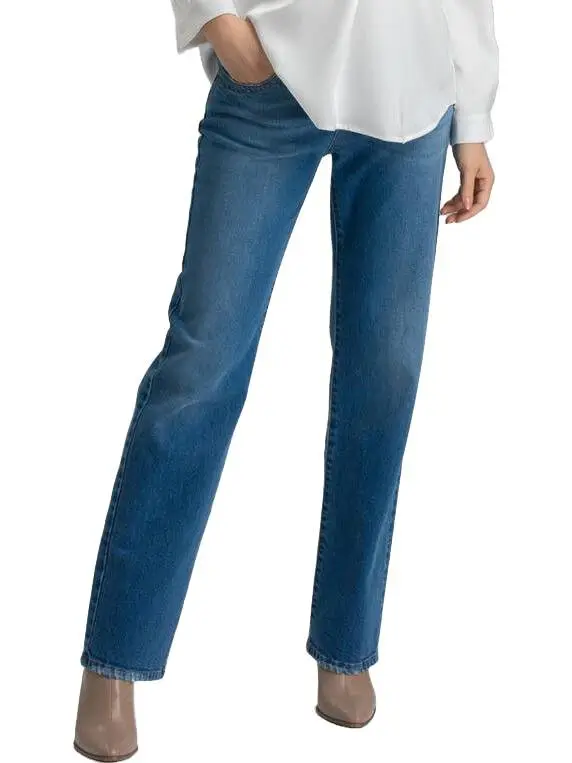 PIETRO BRUNELLI High Waist Straight Leg Jeans - Medium Blue
