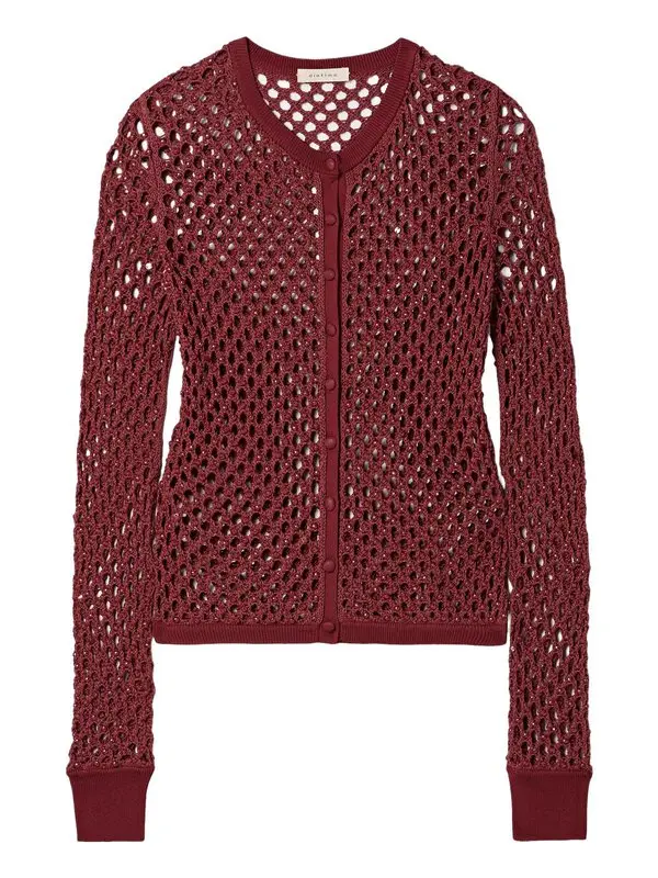 DIOTIMA Zora Bead-embellished Crocheted Cardigan - Red