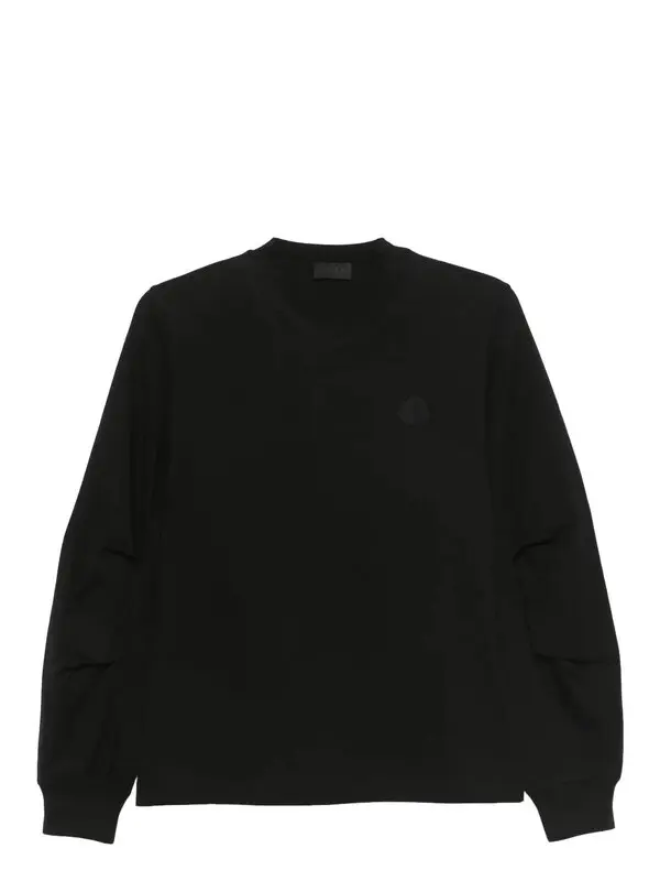 Moncler Pleated-sleeve Cotton T-shirt - Black