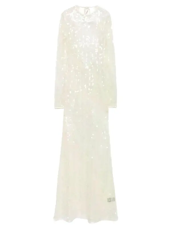 David Koma Sequinned Gown - Neutrals