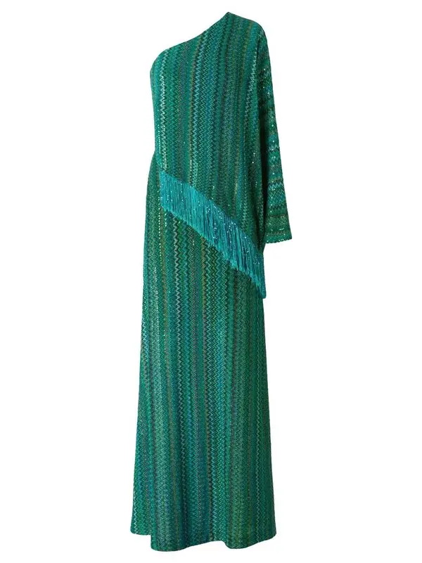 Missoni Zigzag One-shoulder Dress - Green