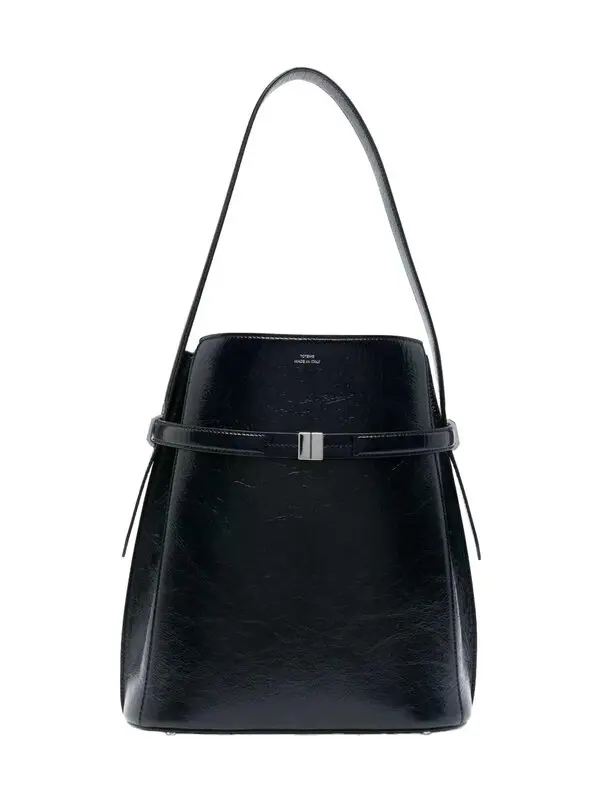 TOTEME Naplack Leather Belted Bucket Bag - Blue