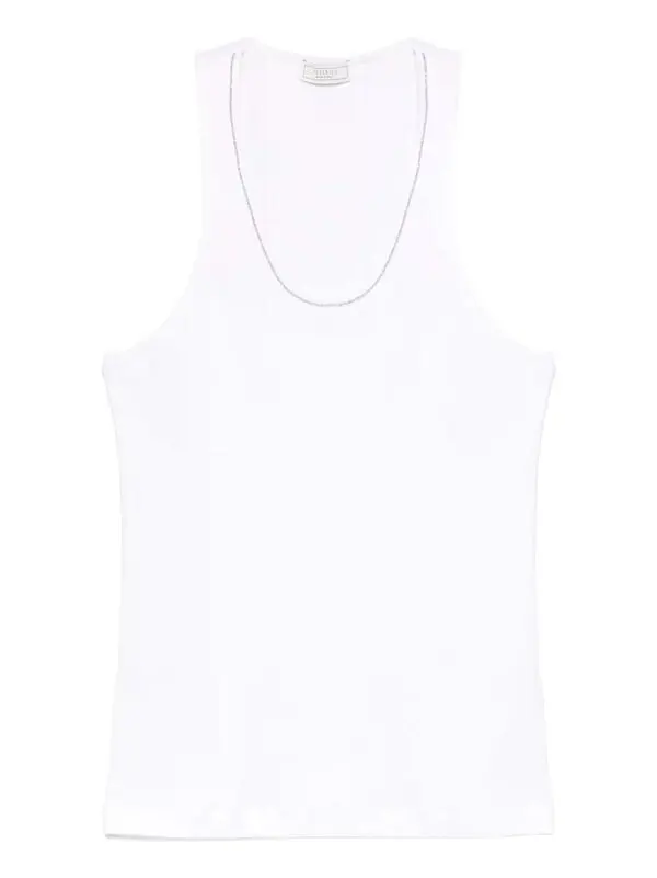 Peserico Beaded Trim-detail Tank Top - White