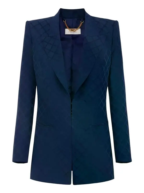 Elisabetta Franchi Diamond-jacquard Satin Blazer - Blue
