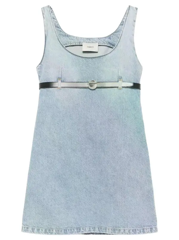 Coperni Belted Denim Mini Dress - Blue