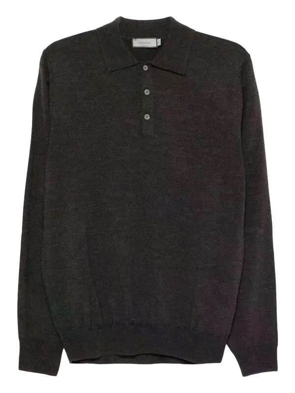 Canali Wool Polo Shirt - Brown