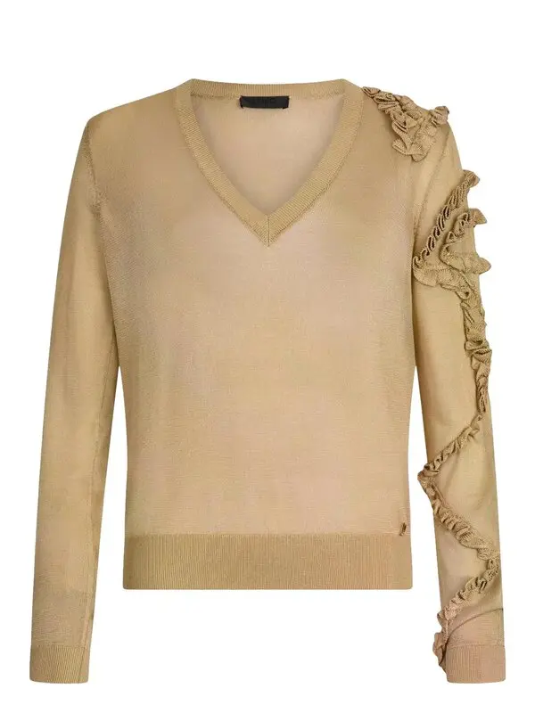 Liu Jo Ruched V-neck Sweater - Brown