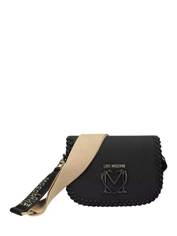 Moschino Crossbody Bag With Applique Logo - Black