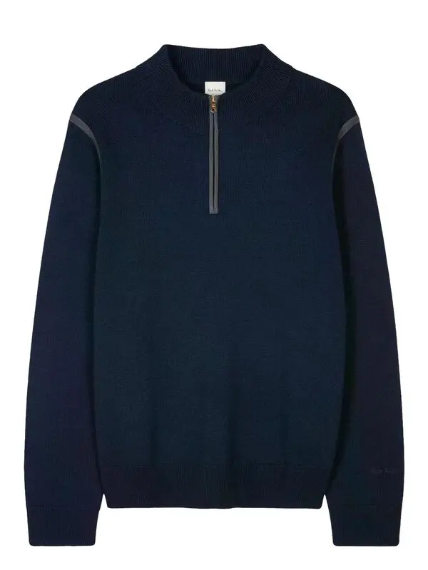 Paul Smith Half-zip Merino Wool Sweater - Blue