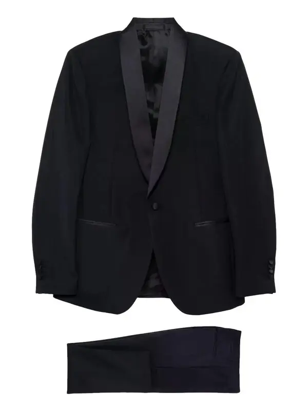 LARDINI Satin-trim Suit - Blue
