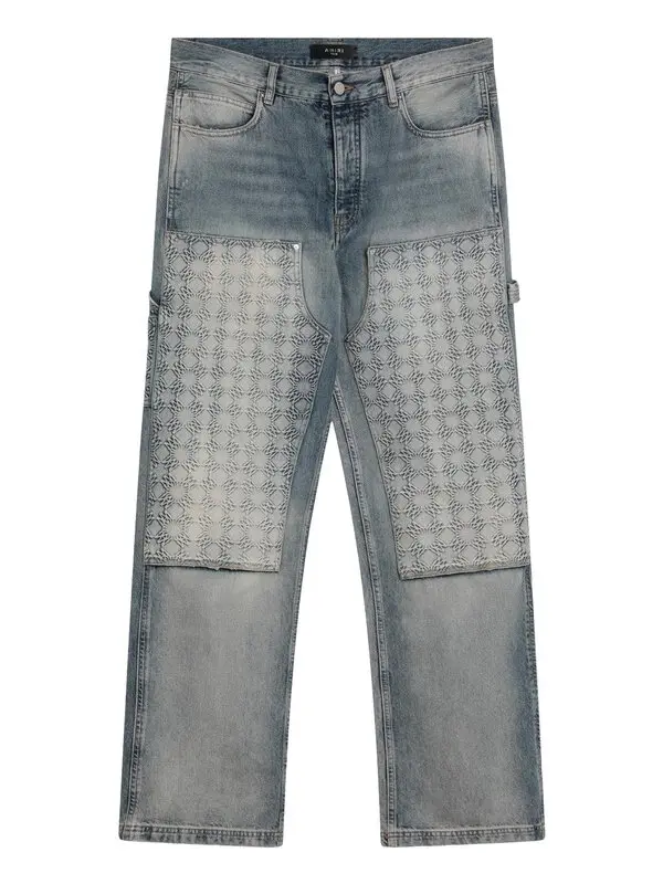 Amiri Jeans With Monogram Panels - Light Blue