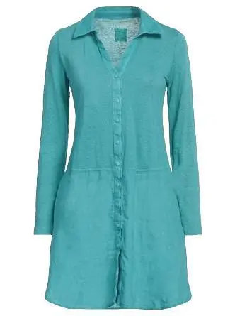 120% Lino Mini Linen Shirt Dress - Green