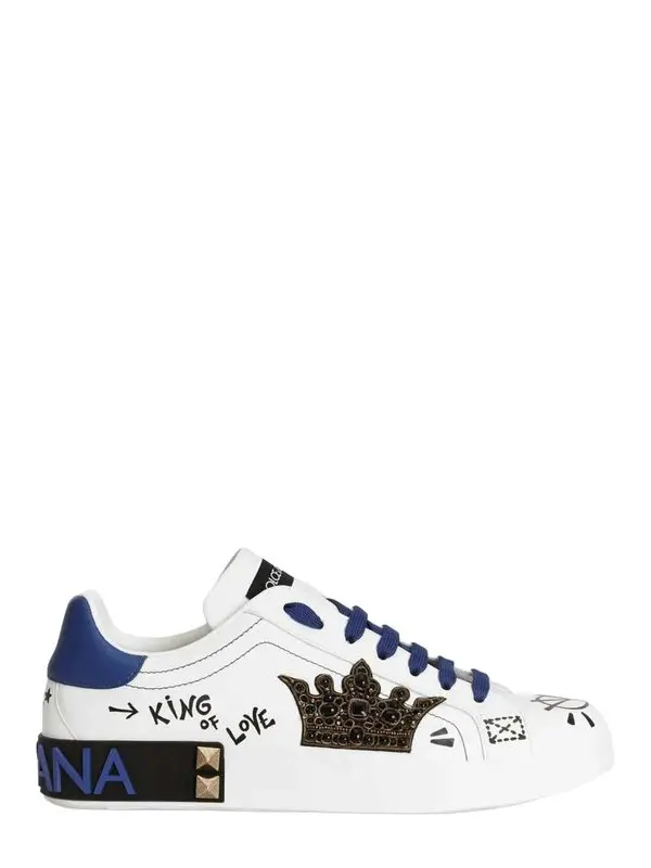 Dolce & Gabbana Portofino Leather Sneakers - Blue