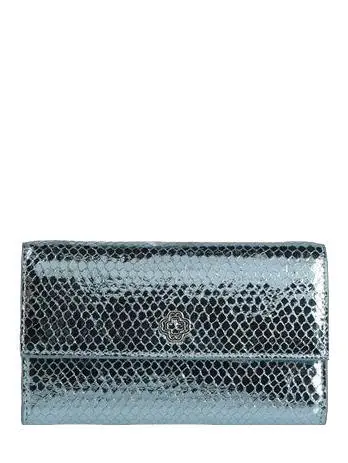 Maje Handbag In Cow Leather With Snakeskin Print - Blue