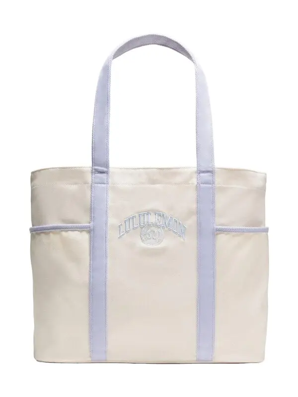 Lululemon Daily Multi-pocket Canvas 20l Tote Bag - Natural/serene Blue