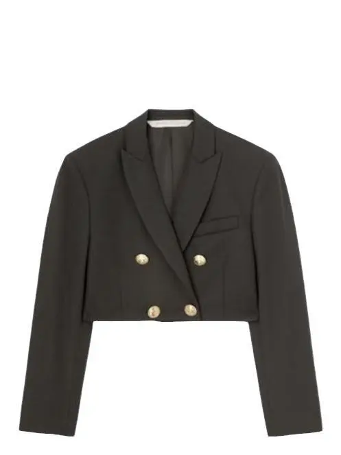 Palm Angels Cropped Boyfriend Blazer - Black