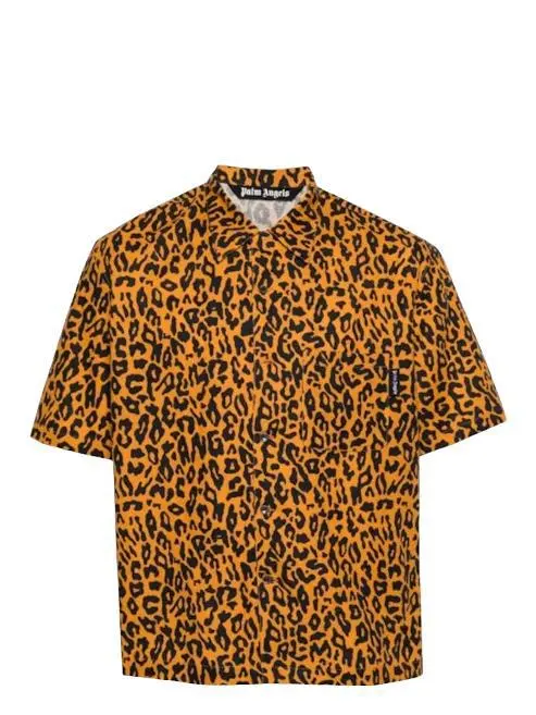 Palm Angels Cheetah Bowling Shirt - Orange