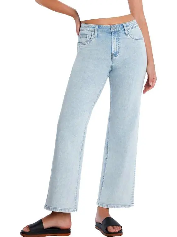 HINT OF BLU Clever Ripped High Waist Wide Leg Jeans - Cosmic Blue