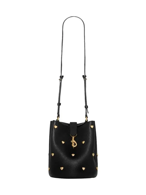 Rebecca Minkoff Heart Studded Leather Bucket Bag - Black