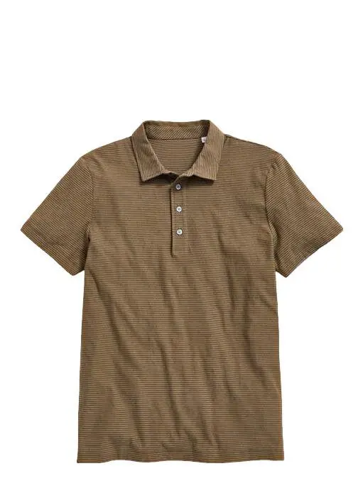 Billy Reid Pensacolo Stripe Polo - Olive/ Black