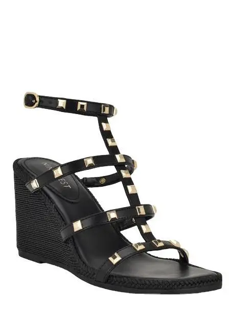 Nine West Sardis Strappy Wedge Sandals - Black