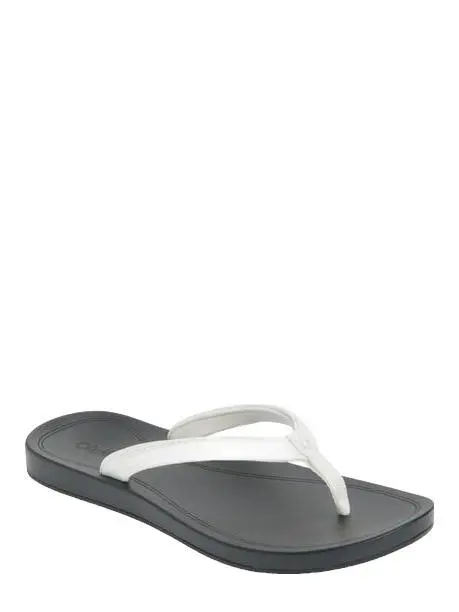 Olukai Uiki Flip Flop - Bright White / Lava Rock