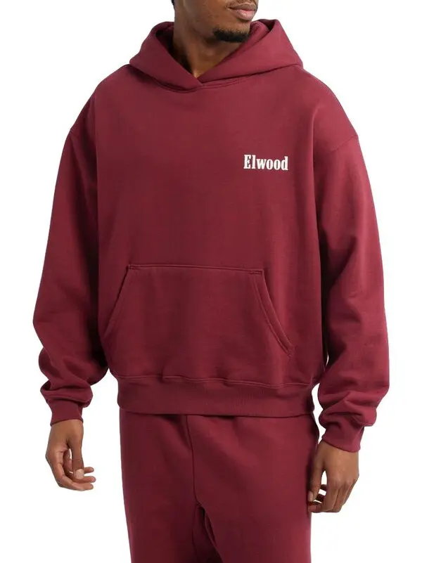 ELWOOD Trademark Logo Heavyweight Hoodie - Burgundy