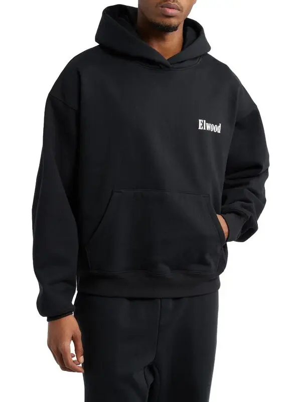 ELWOOD Trademark Logo Heavyweight Hoodie - Coal
