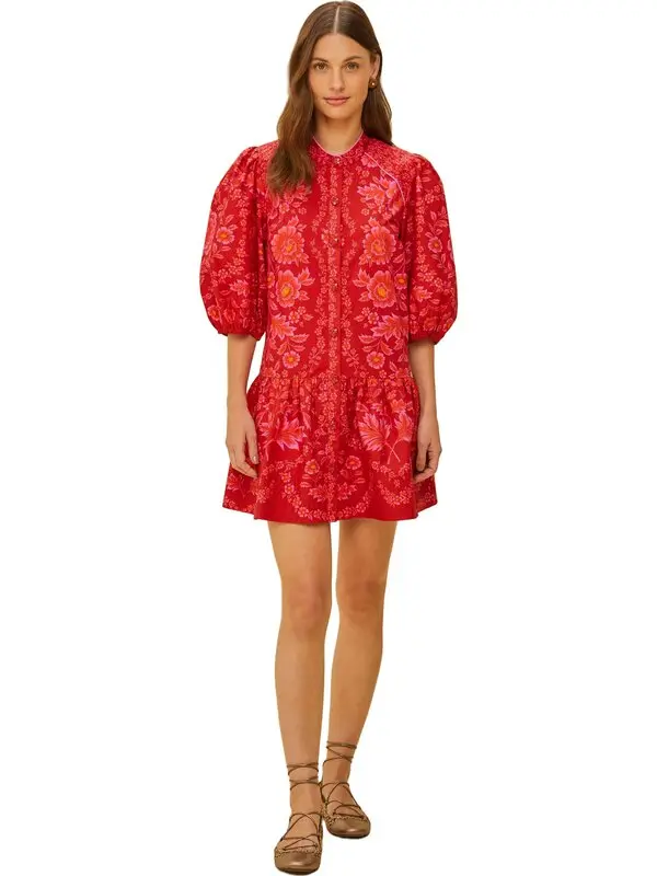 Farm Rio Olivia Organic Cotton Mini Dress - Olivia Red